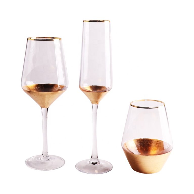 Vintage Elegant Gold Rim Red Wine Glass